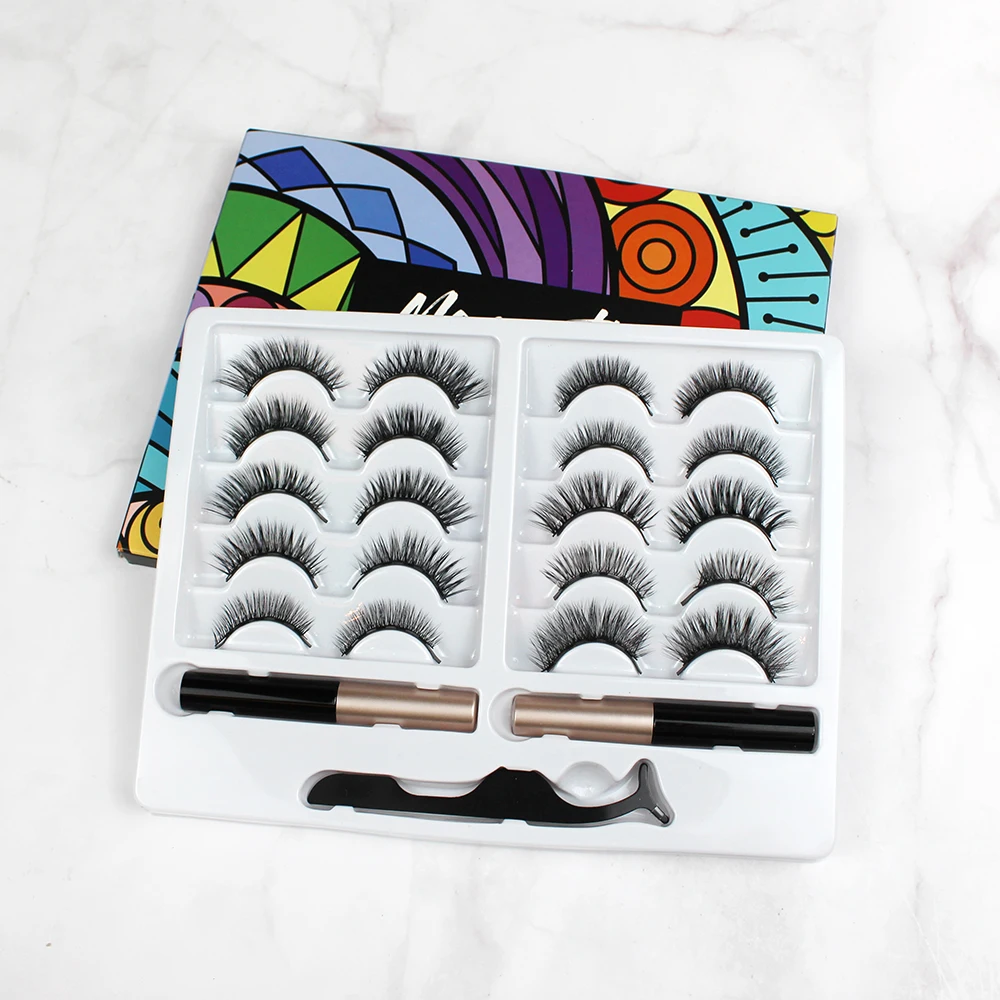 Private Label Wholesale Natural 3d Magnetic Lashes With Invisible Magnetic Band Magnetic ...