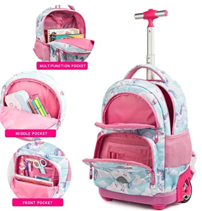 3D Colourful Waterproof Cute Children LuggageTrolley School Backpack ...