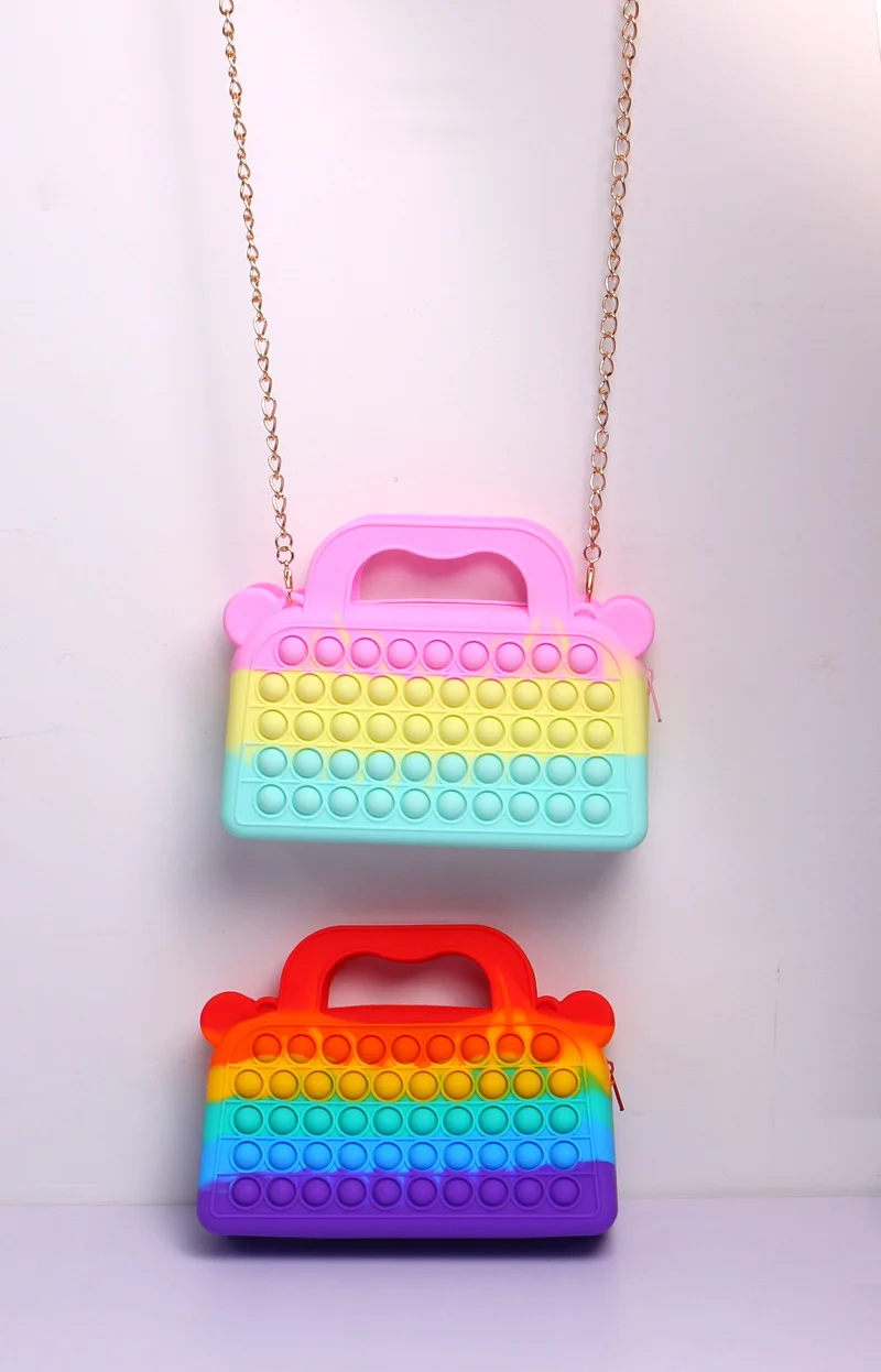 Toys Fidget Handbag Sensory Silicone Bubble Rectangular Storage Bag ...