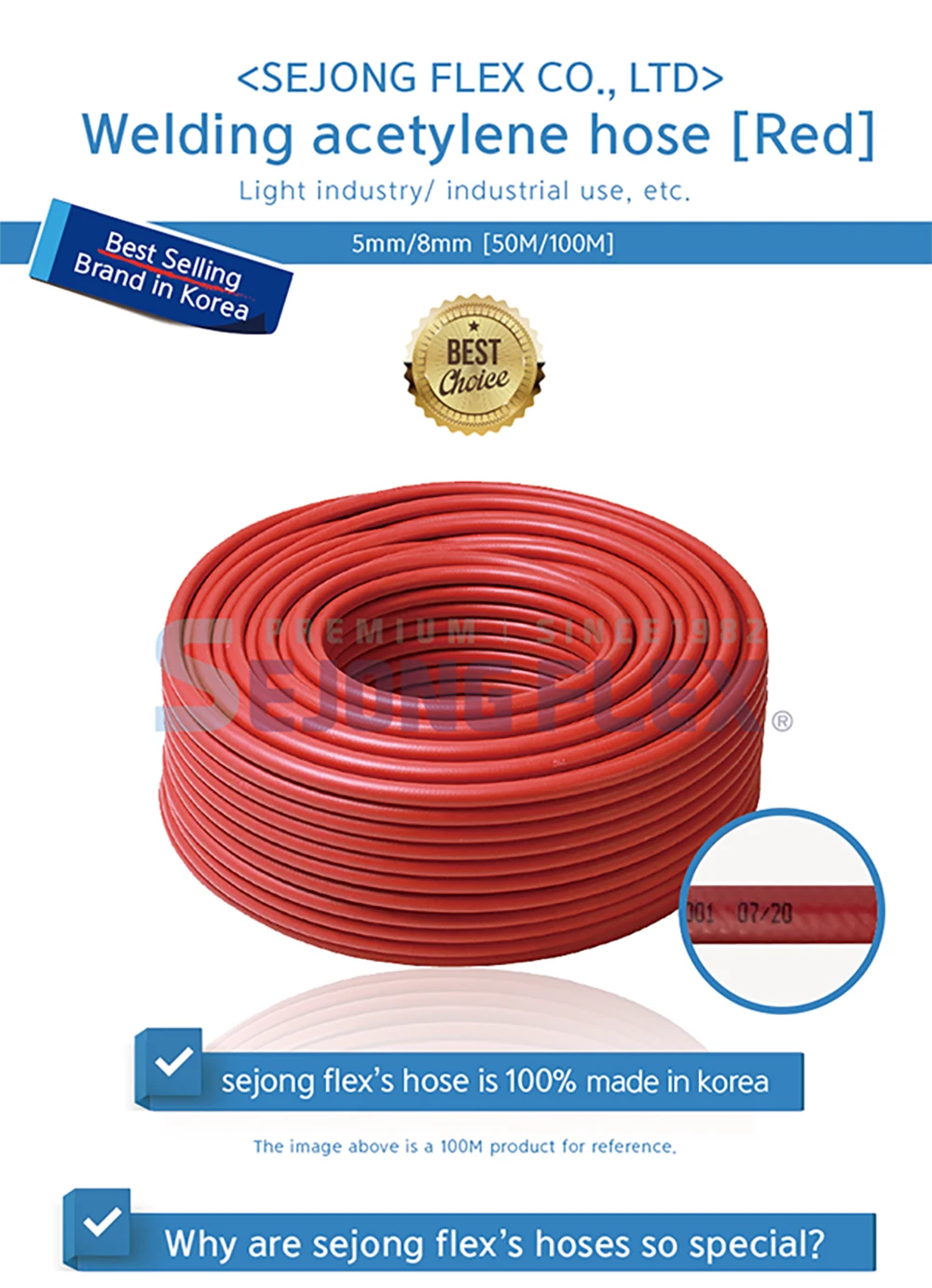 [SEJONG FLEX] Welding Acetylene Hose [Red] for Welding Gas Piping| Alibaba.com