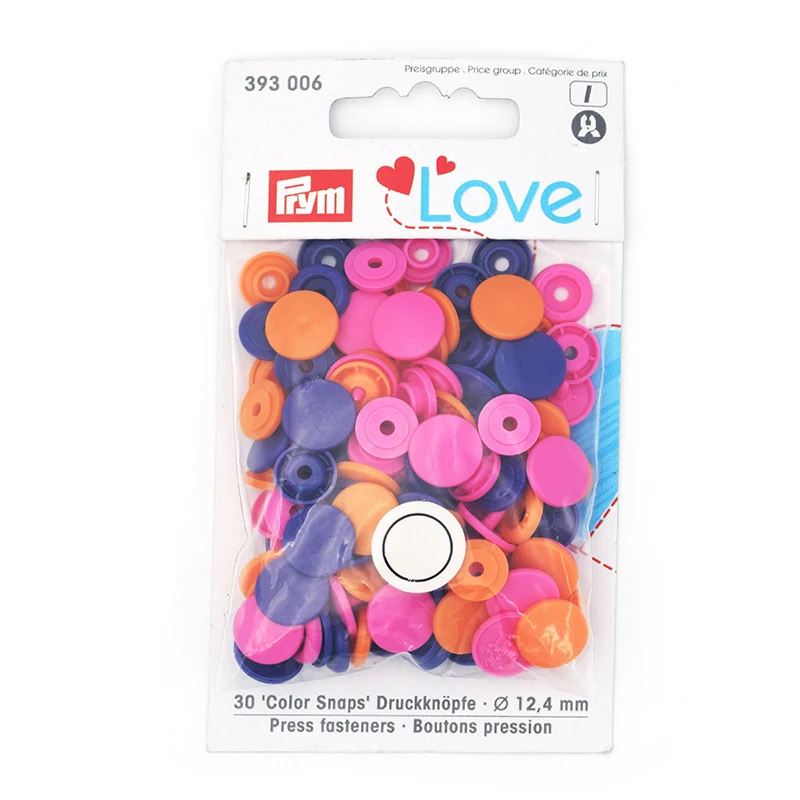 Prym Plastic Round Coloured Snaps Button Press Fasteners Orange,Pink ...