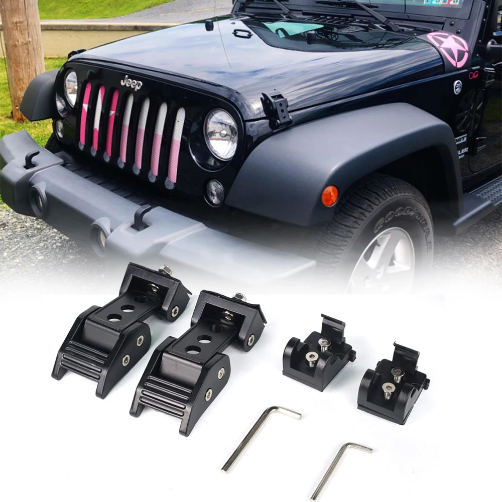Hood Locking Latch Kit Stainless Steel Catch Kit for Wrangler JK JKU ...