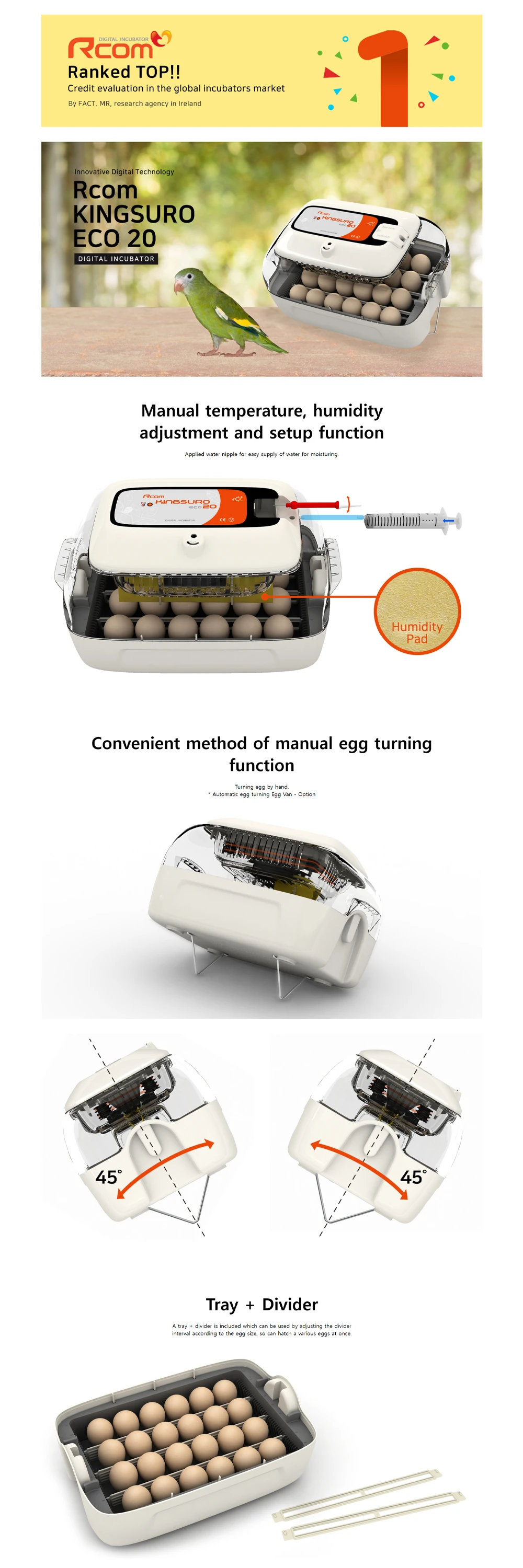Rcom Egg Incubator with Divider - Efficient Chicken Hatching