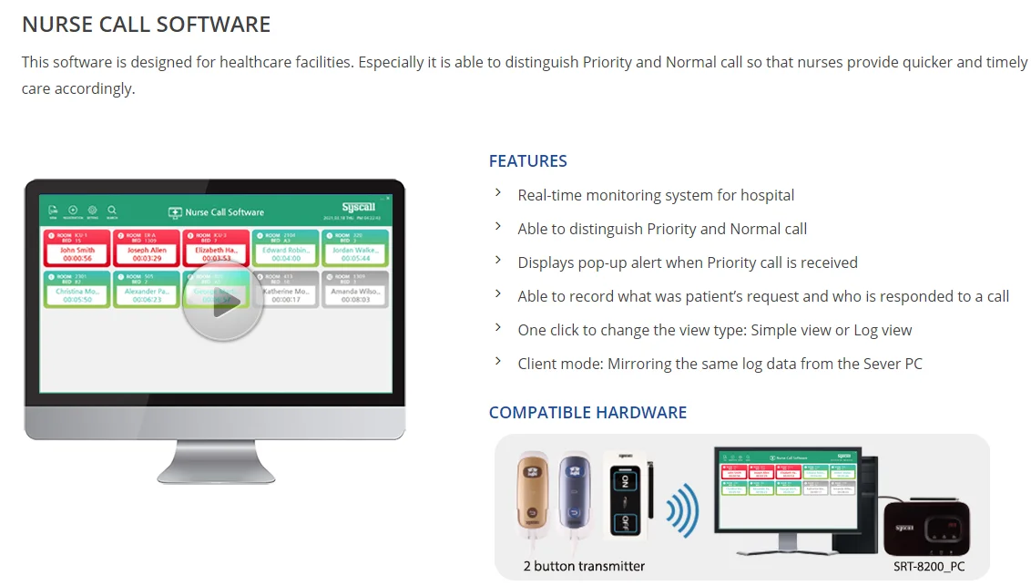 Factory Latest Syscall Medical Hospital Nurse Call System Wireless ...