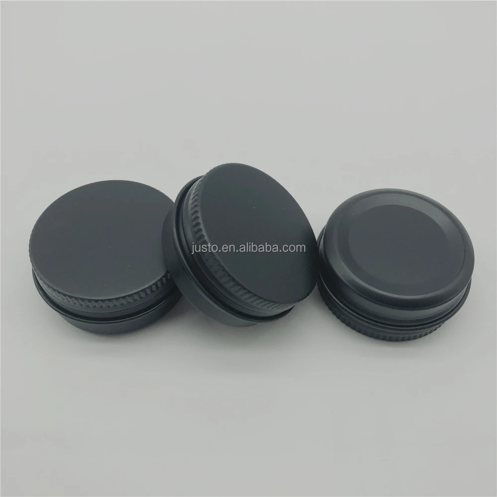 15ml Small Round Black Aluminum Tin Container Jar With Screw Top Lid 1/ ...