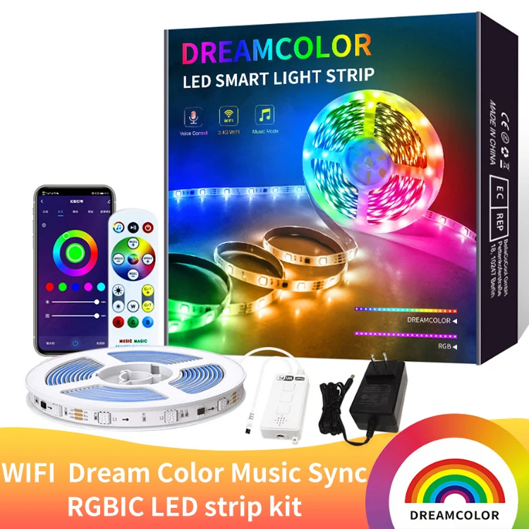 Ip65 Waterproof Smart Led Strip Lights Dream Color 2811 Led 5m Phone ...