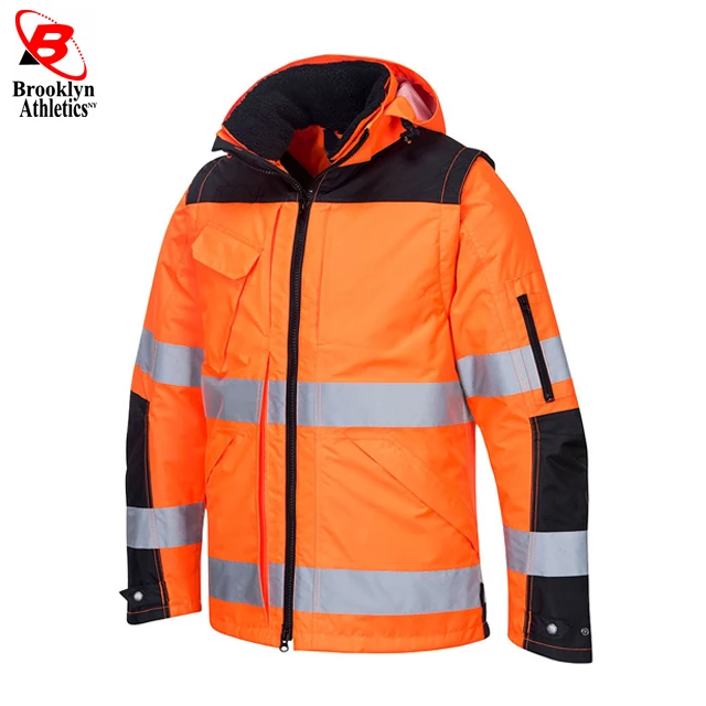 Mens Hi Vis Bomber Jacket - Water Resistant & Reflective