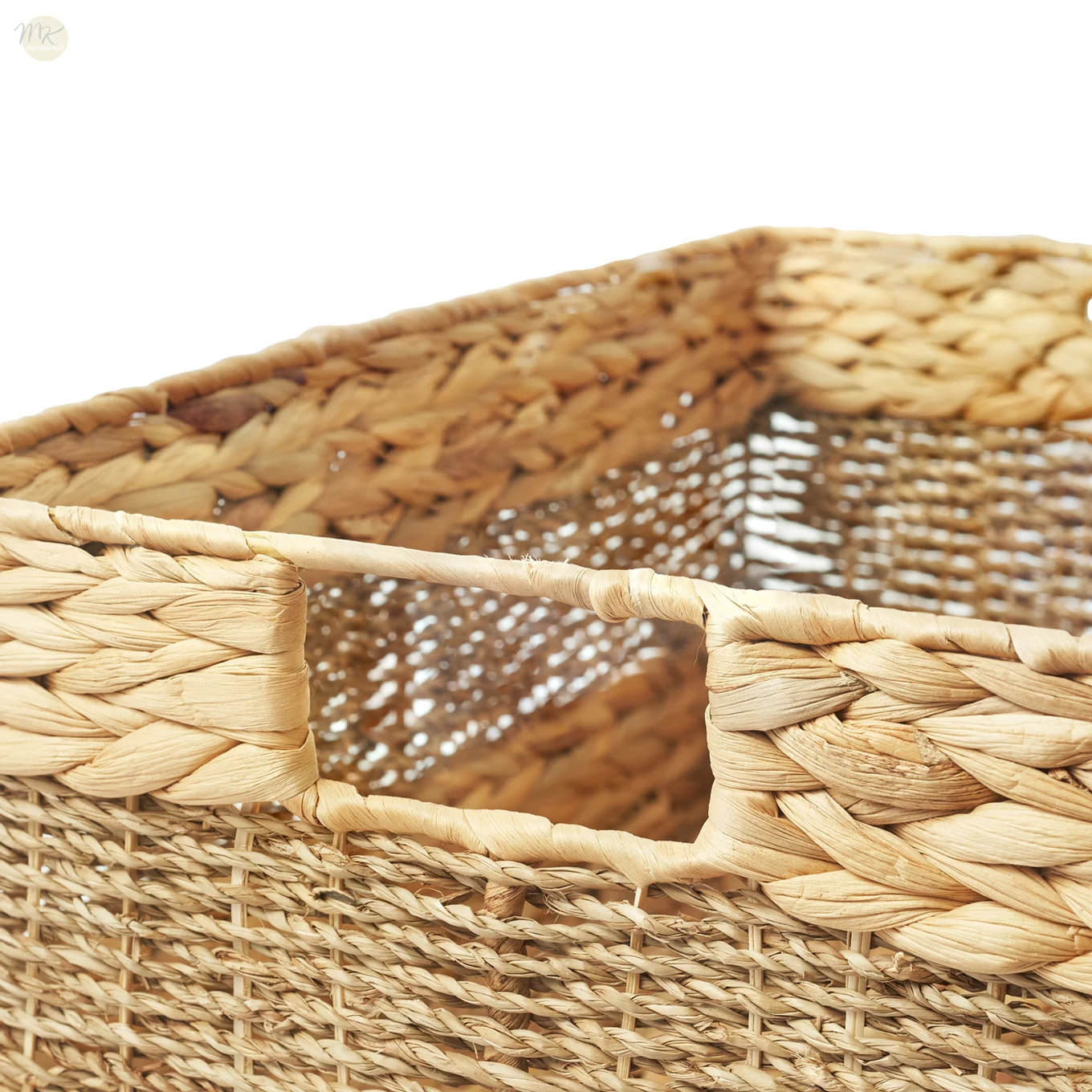 Large Wicker Storage Basket Set Of 4 Woven Water Hyacinth Baskets With Handle Large Rectangular ...