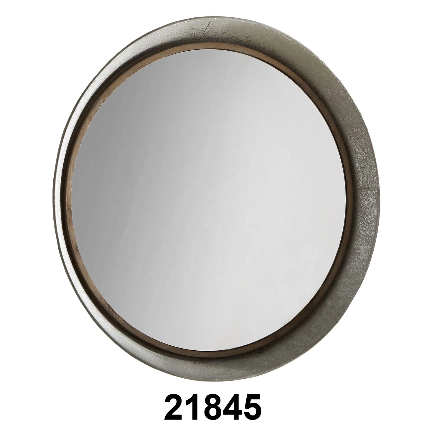 Round Galvanized Mirror - Modern Decorative Wall Piece