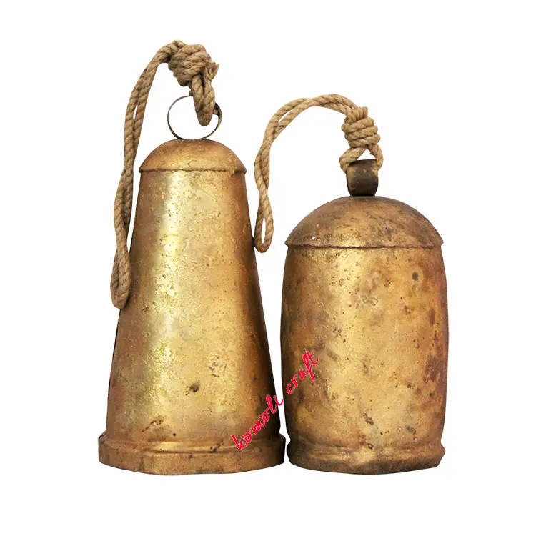 Rustic Vintage Style Handmade Golden Metal Crafts Jumbo Cow Bells For ...