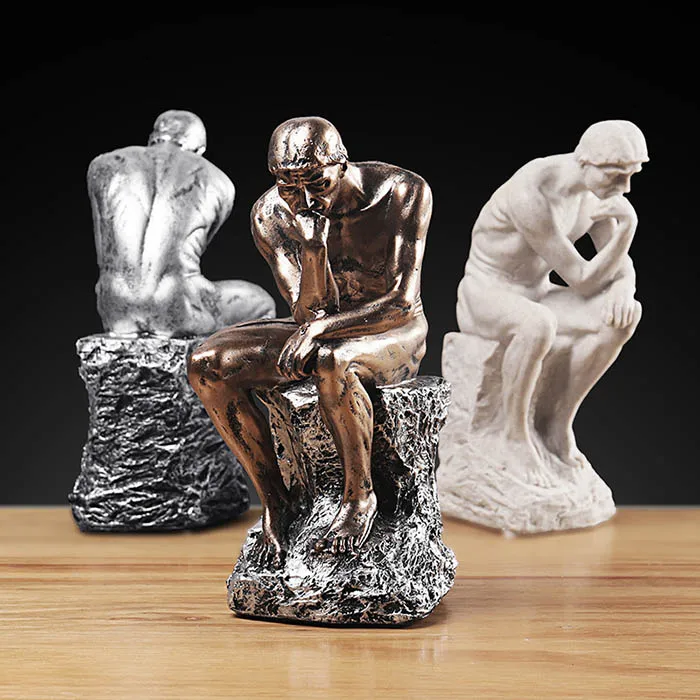 10" Resin the Thinker Statue - Famous Thinking Man Sculptures