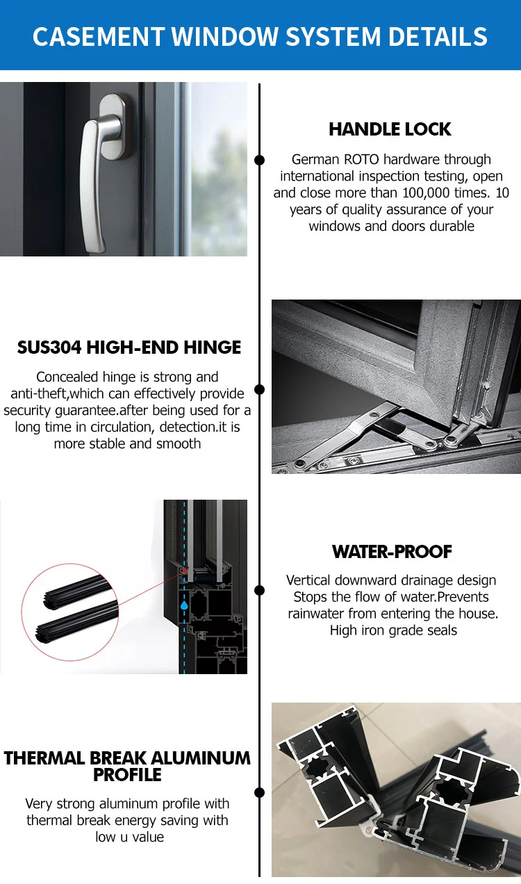 Aluminum Chain Winder Awning Window - Double Glazed Glass