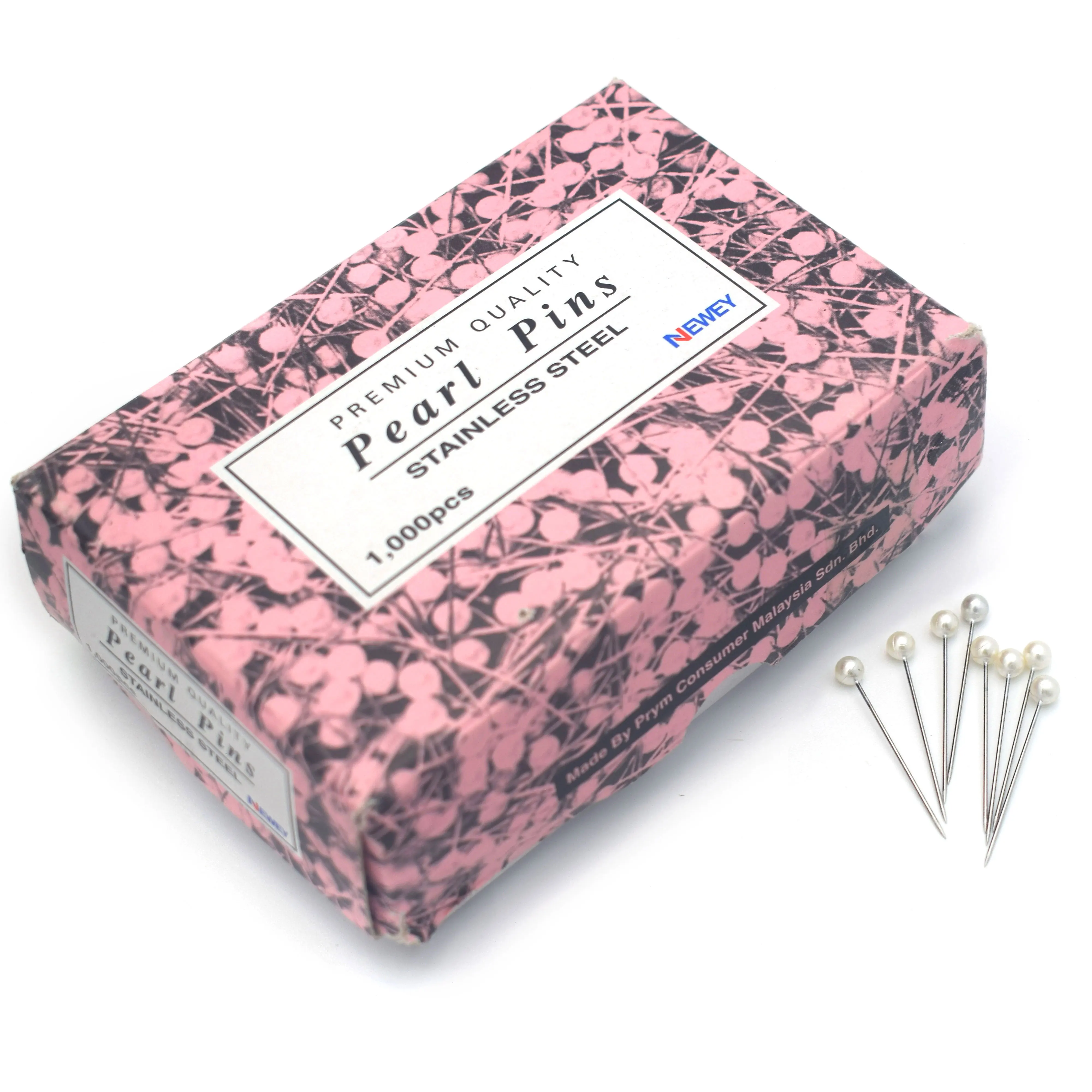 Prym/newey Needlework Embroidery Pearl Head Straight Pins Stainless ...