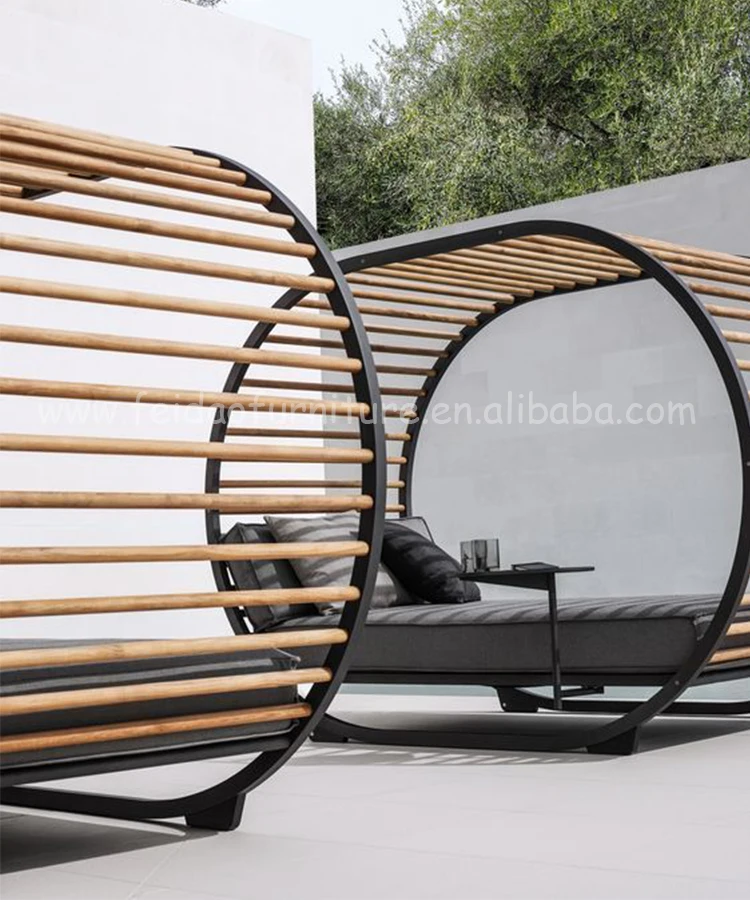 Aluminum Frame Commercial Outdoor Luxury Garden Daybed with Canopy