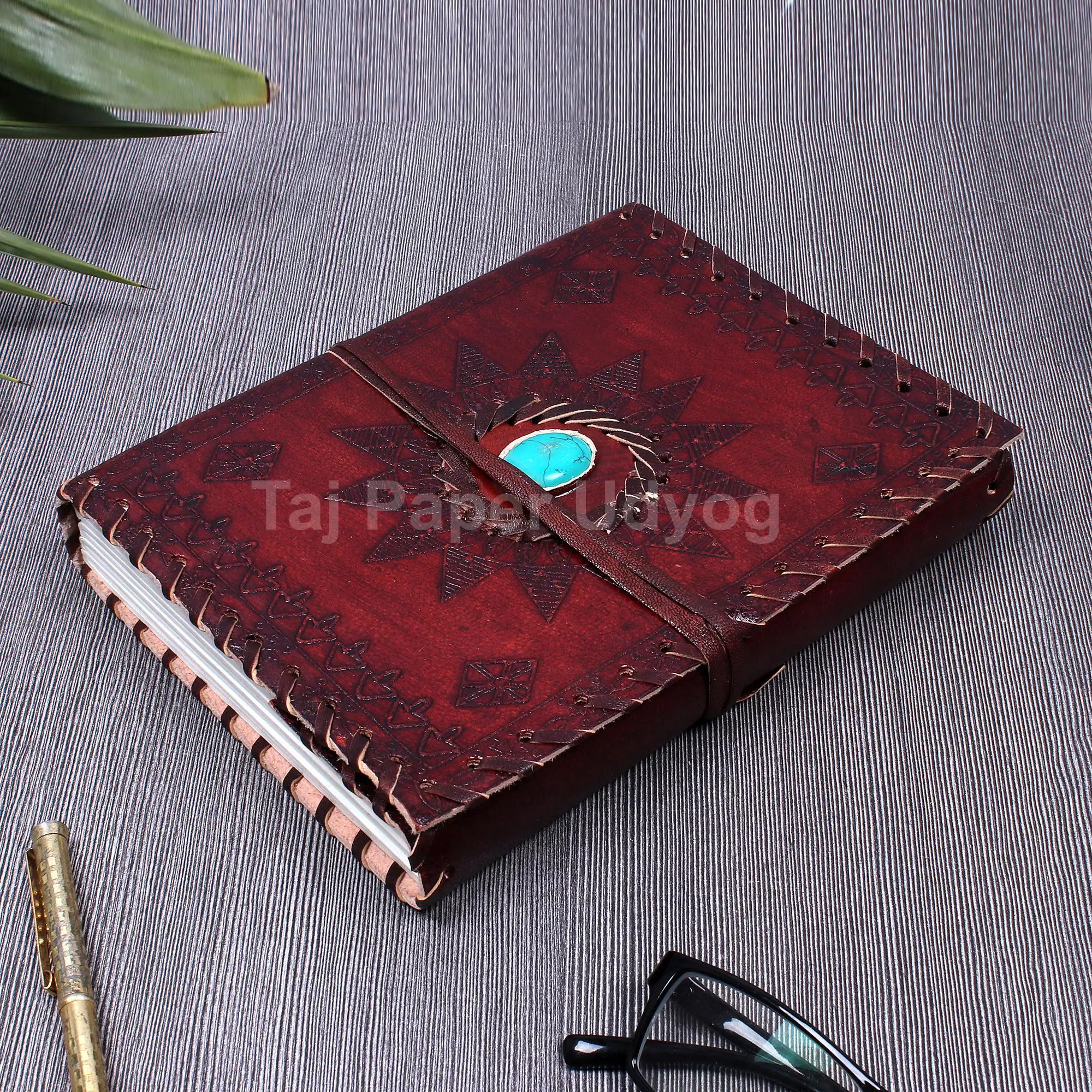 Vintage Design Handcrafted Stoned Leather Journal Dairy 96 Inner Pages ...