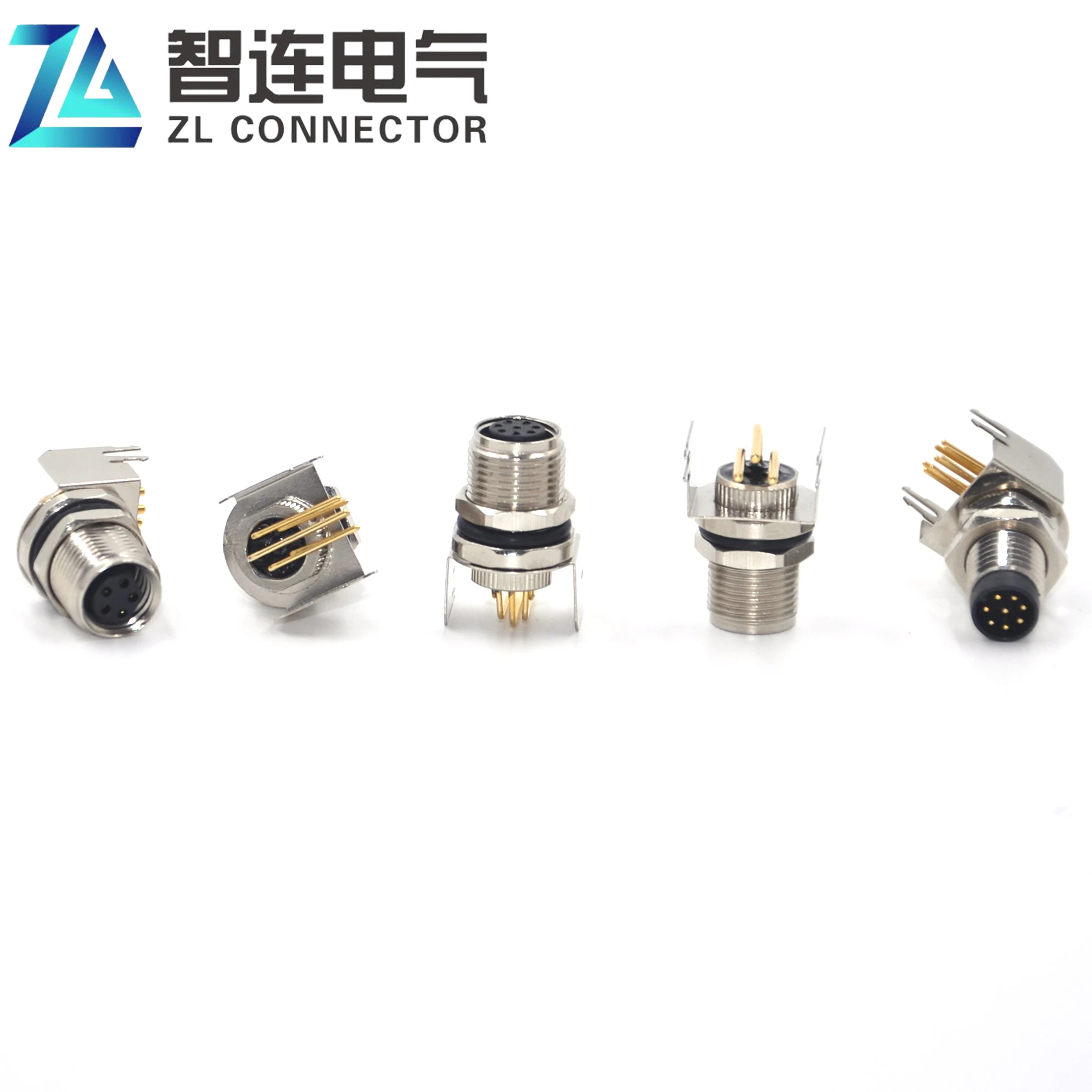 High Quality Male Straight Industrial M8 3 Pin Pcb Mount Connector With ...