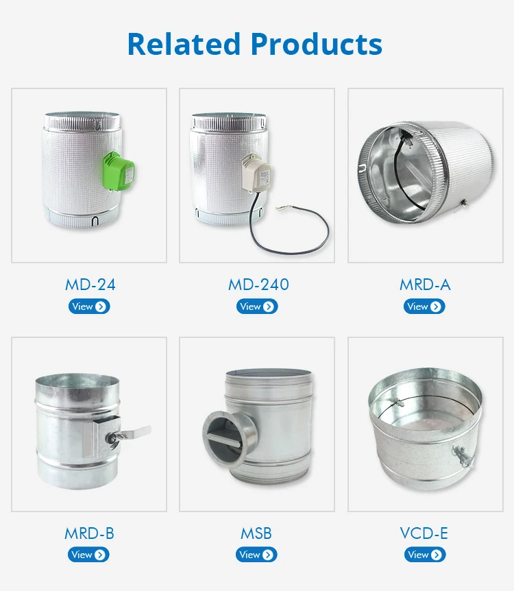 Round Non Return Backdraft Damper for Air Volume Control