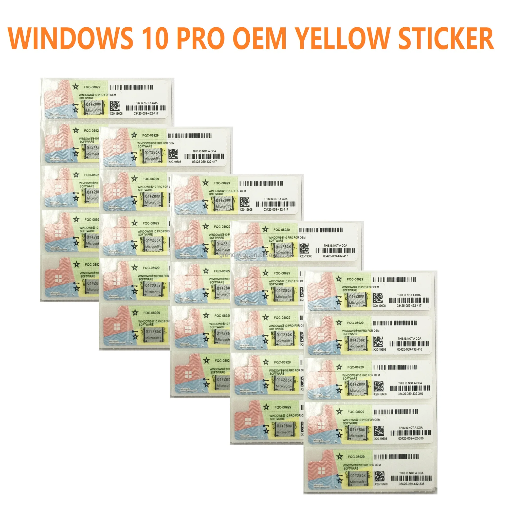 Yellow Sticker Microsoft Windows 10 Pro Oem Key With Genuine Coa ...
