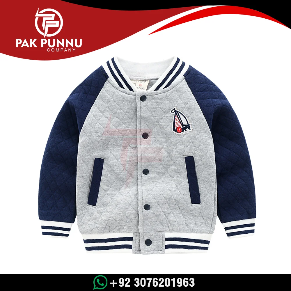 Kids Autumn Fashion Design Children Varsity Bomber Jacket Navy And Gray ...