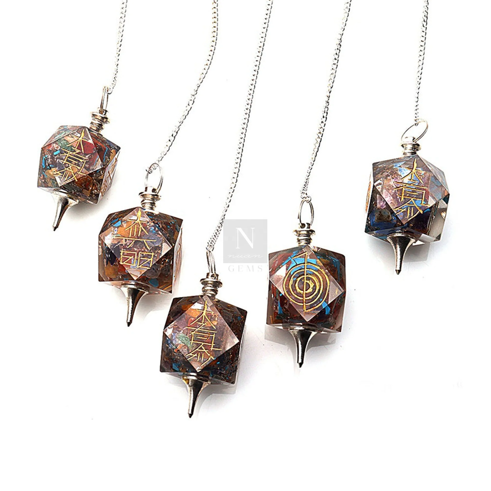 Natural Gemstone Reiki Healing 7 Chakra Stone Sphere Pendants Pendulum Jewelry High Quality 7 ...