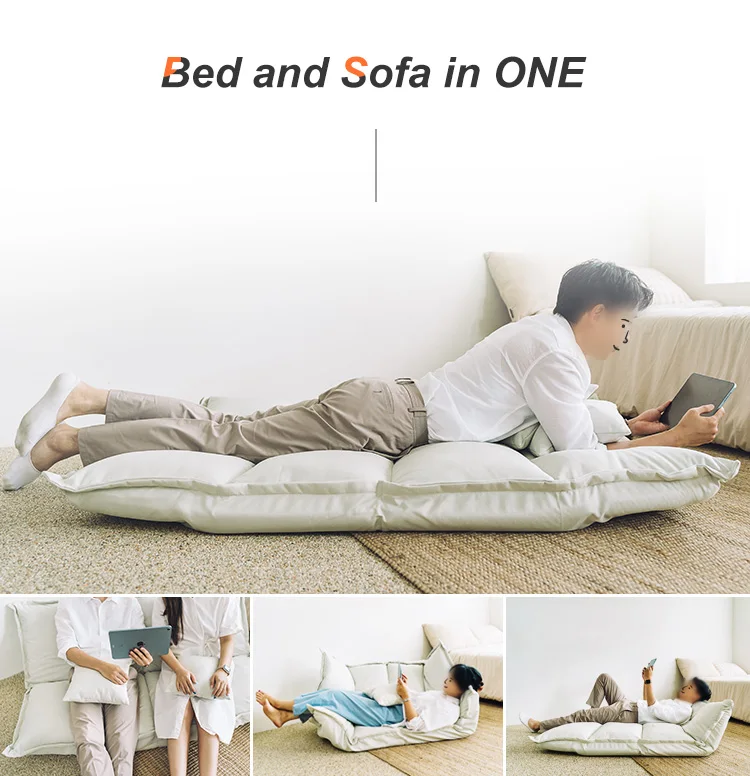 Korean Style Adjustable Convertible Sofa Bed - Modern Fabric Recliner ...
