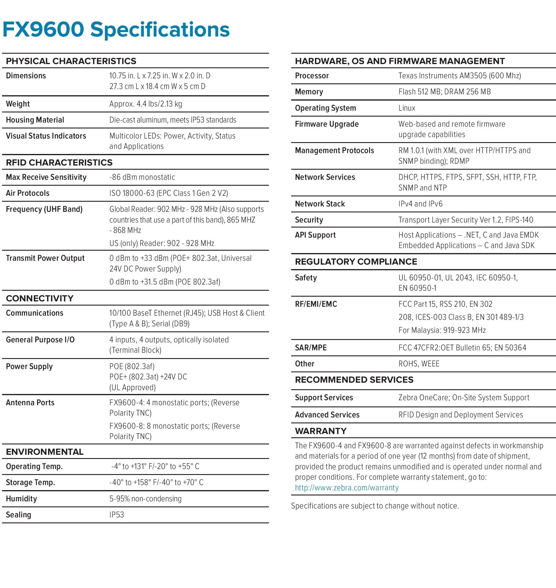 ZEBRA FX9600 - High-Performance RFID Reader for Rugged Environments