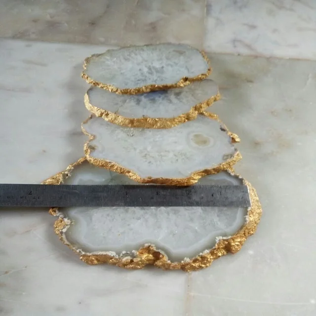 Natural Sliced White Agate Coasters For Drinks Stone Geode Crystal ...