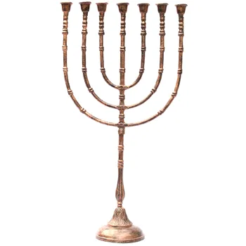 Round Stem Copper Antique Finishing 7 Branch Menorah 28 Inch High ...
