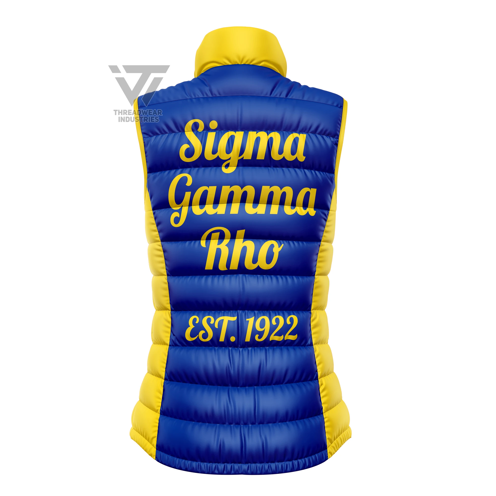 Custom Sublimated Sigma Gamma Rho Sorority Puffer Vest Jacket - Buy ...