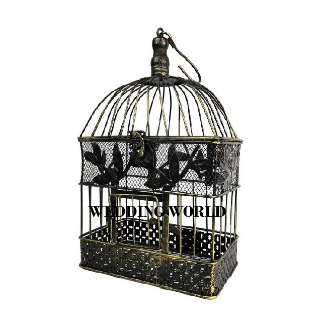 Luxury Wire Mesh Cage for Parrots and Birds - Gold Finished