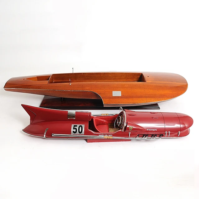 Ferrari Hydroplane Model Ship Ready For Rc 85 Cm Handcrafted Wooden ...