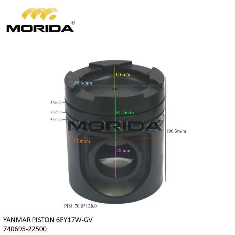6EY17W-GV 740695-22500 Piston for Yanmar - Heavy Industry