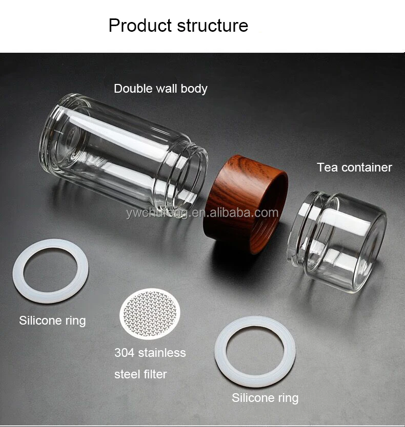 Custom Double Wall Tea Maker Water Bottle 300ml Gift Box