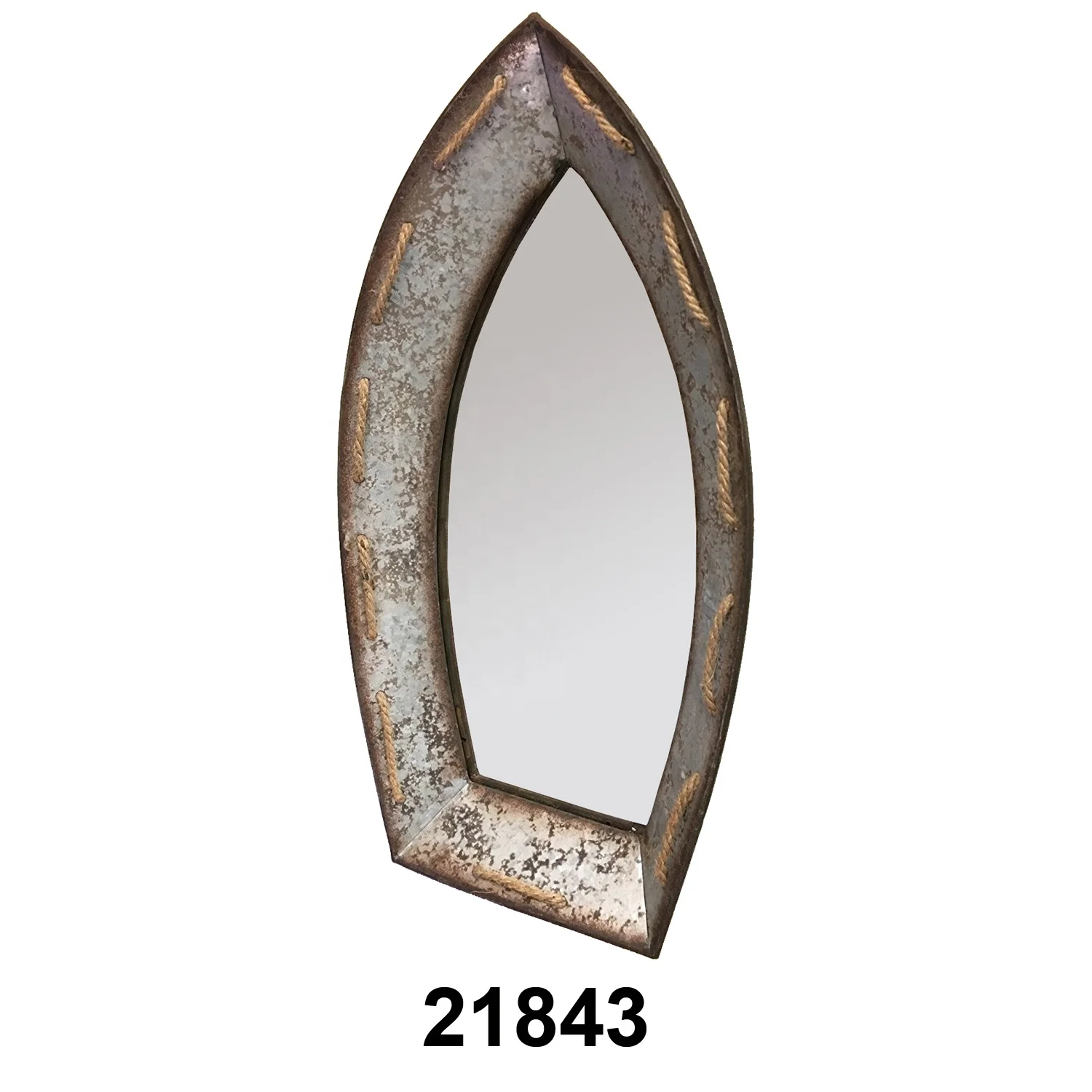 Round Galvanized Mirror - Modern Decorative Wall Piece