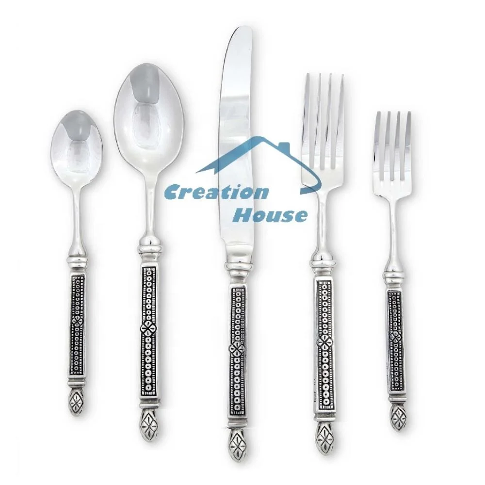 Dinnerware Brillant Custom Metal Flatware Set Of 5 Pcs Dining Cutlery ...