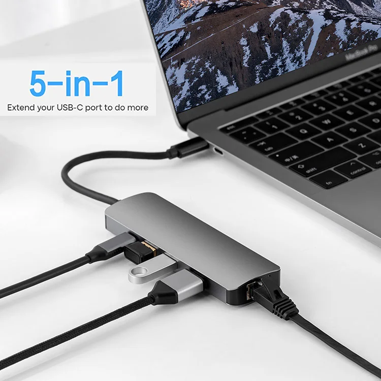 Free Sample 5 In 1 Multi Port Usb C Adapter Hub With Pd Usb 3.0 Port ...