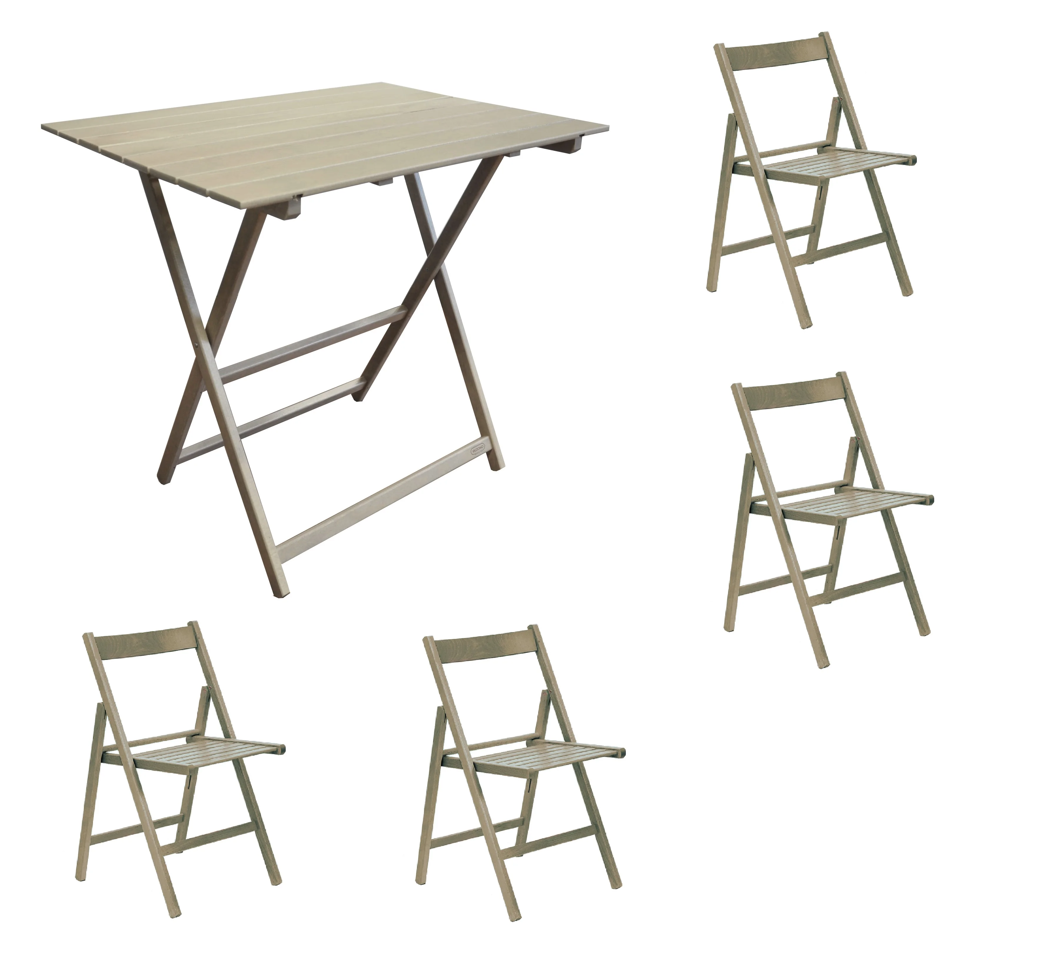 High quality Folding Set table cm 60x80 and 4 chairs in solid beech ...