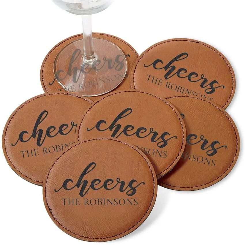 Promotional Faux Leather Corporate Logo Coasters for Employee Gifting ...