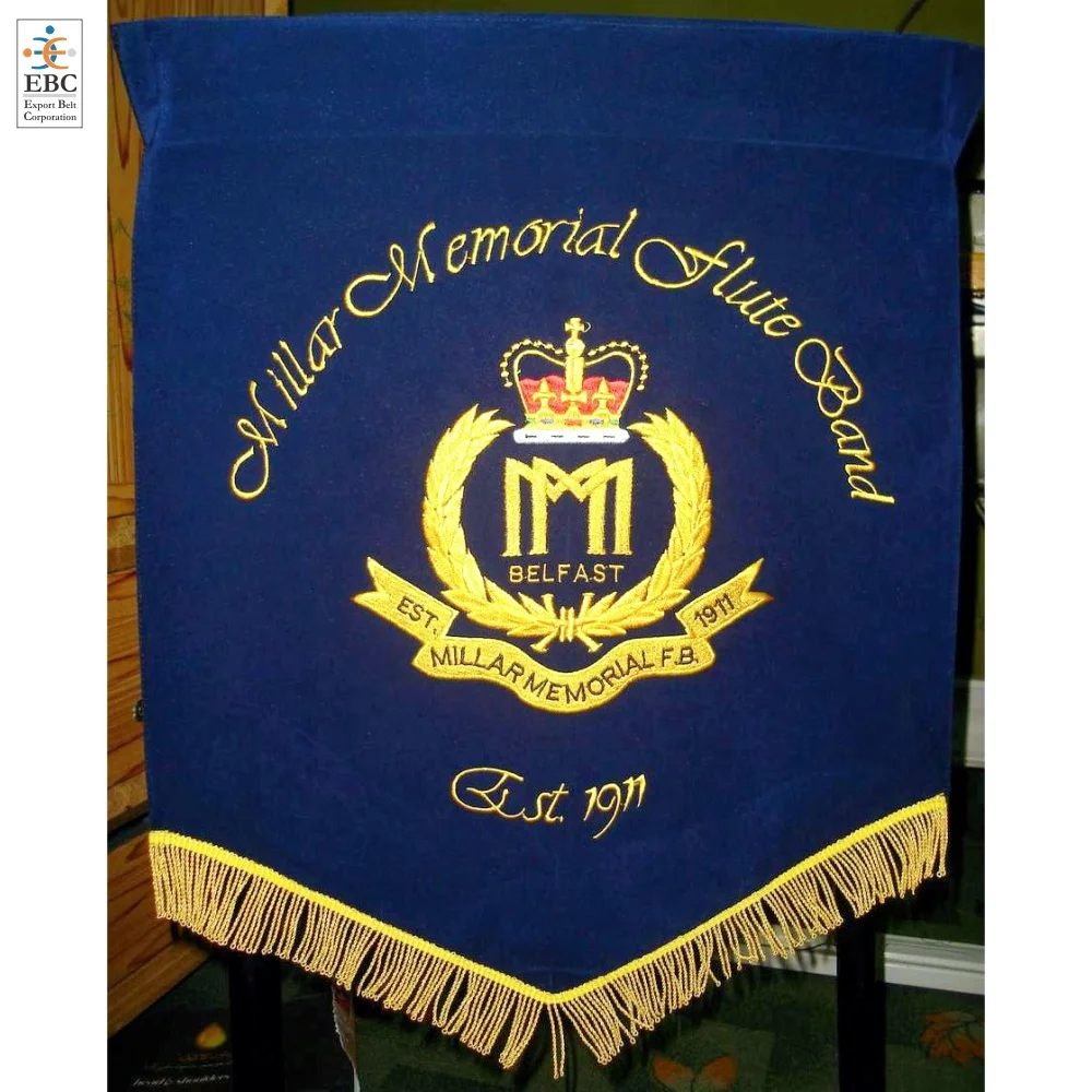 Customized Embroidered Pennant - Wholesale Gold Fringed