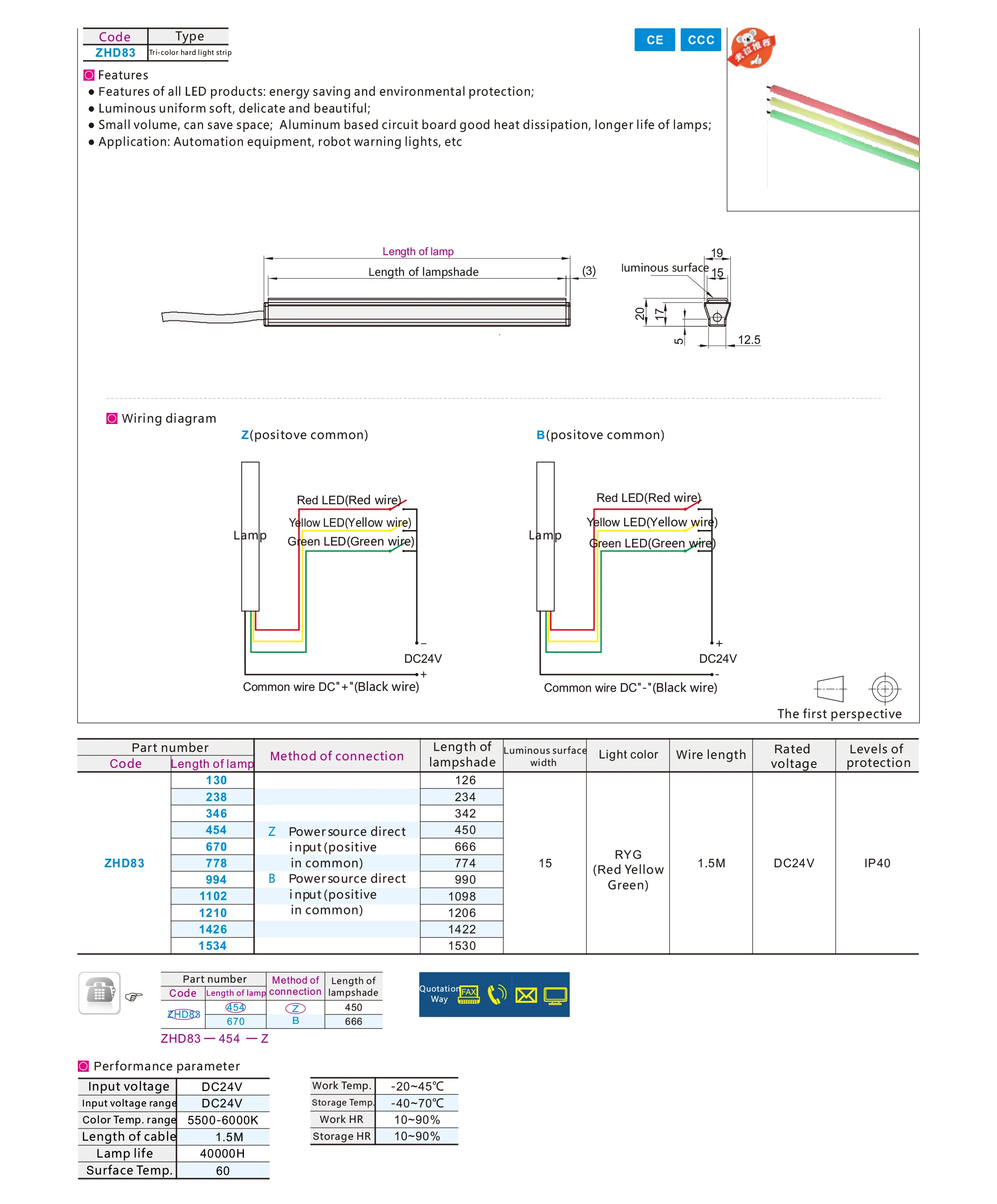 YHD ZHD83 LED Hard Light Strip - Reliable Indicator Lights