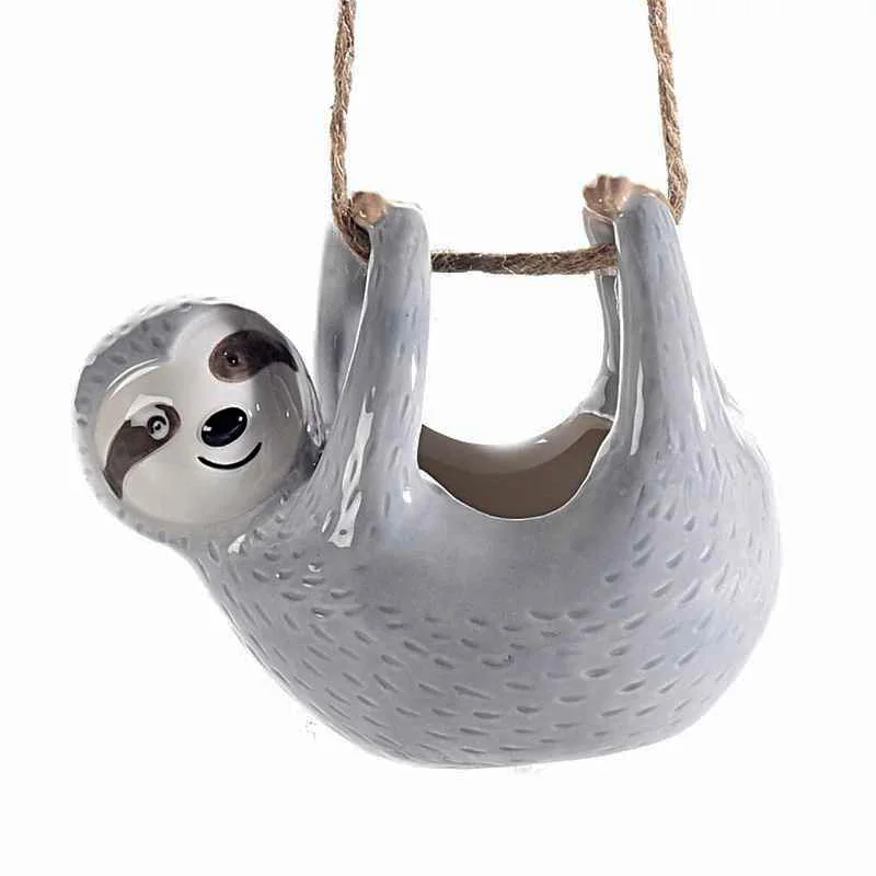 Hot Selling Cute Ceramic Sloth Plant Pot Hanging Pot Planter For Home ...