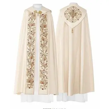 White Catholic Priest Cope Pluvial Vestment And Stole Embroidered Gold ...