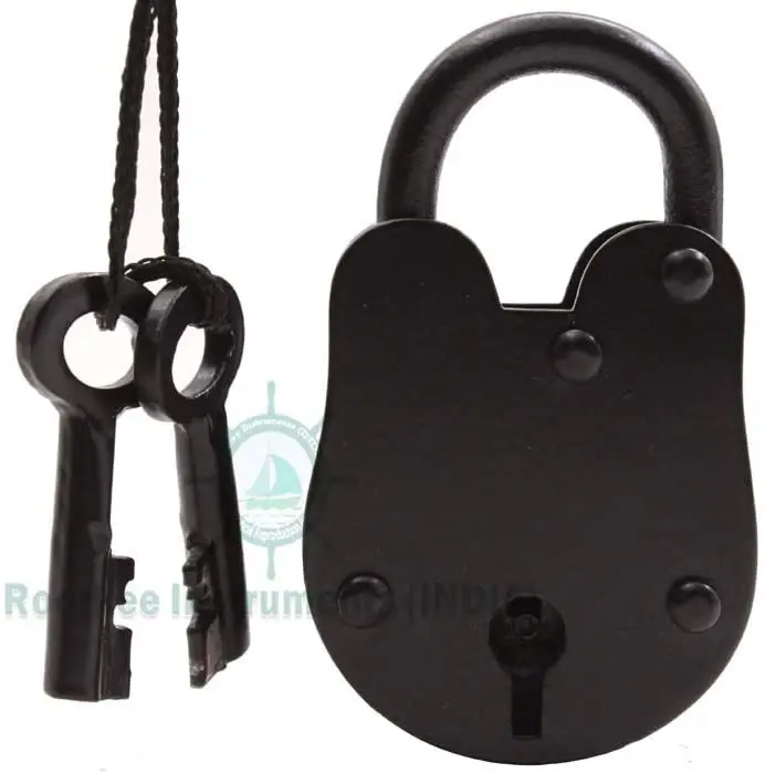 VINTAGE STYLE IRON JAILOR/ PRISON LOCK/ PADLOCK- Old Style Lock With 2 ...