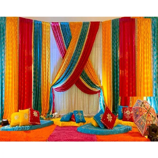 Wedding Mehndi/Sangeet Event Multicolor Backdrops Muslim Wedding Henna ...