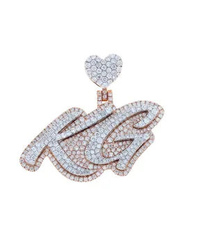 Custom Hip Hop Trendy Pendant With 10k Rose/white Gold And Natural ...