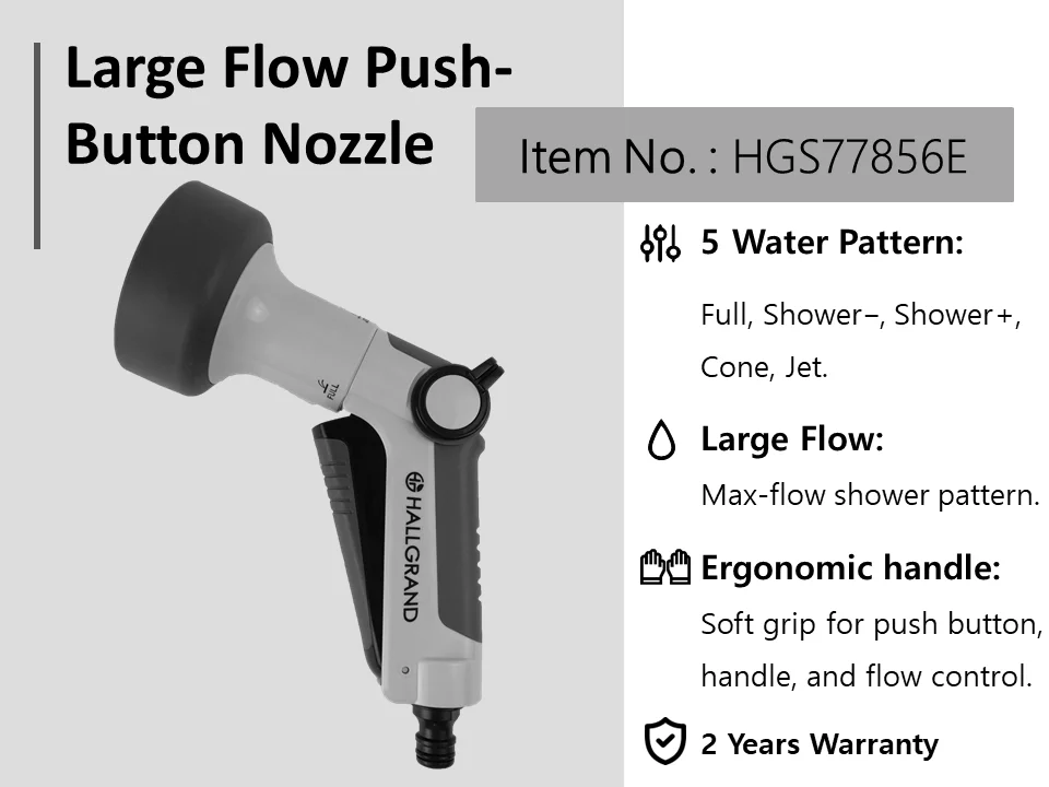 Premium Large Flow Garden Water Cannon 5 Variety Patterns Front Push ...