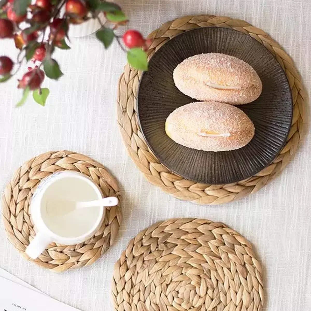 Top New Design Water Hyacinth Plate Kitchen Decor Round Plate Decor ...