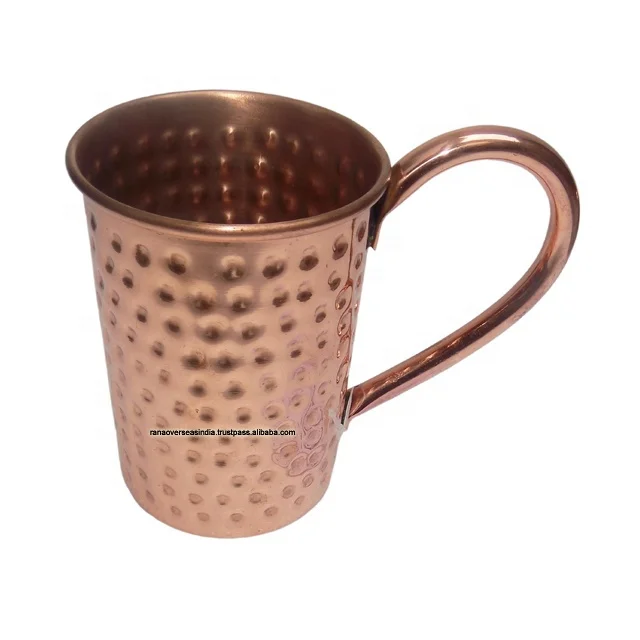 Taza larga de cobre puro martillado para Vodka, con mango para el hogar ...