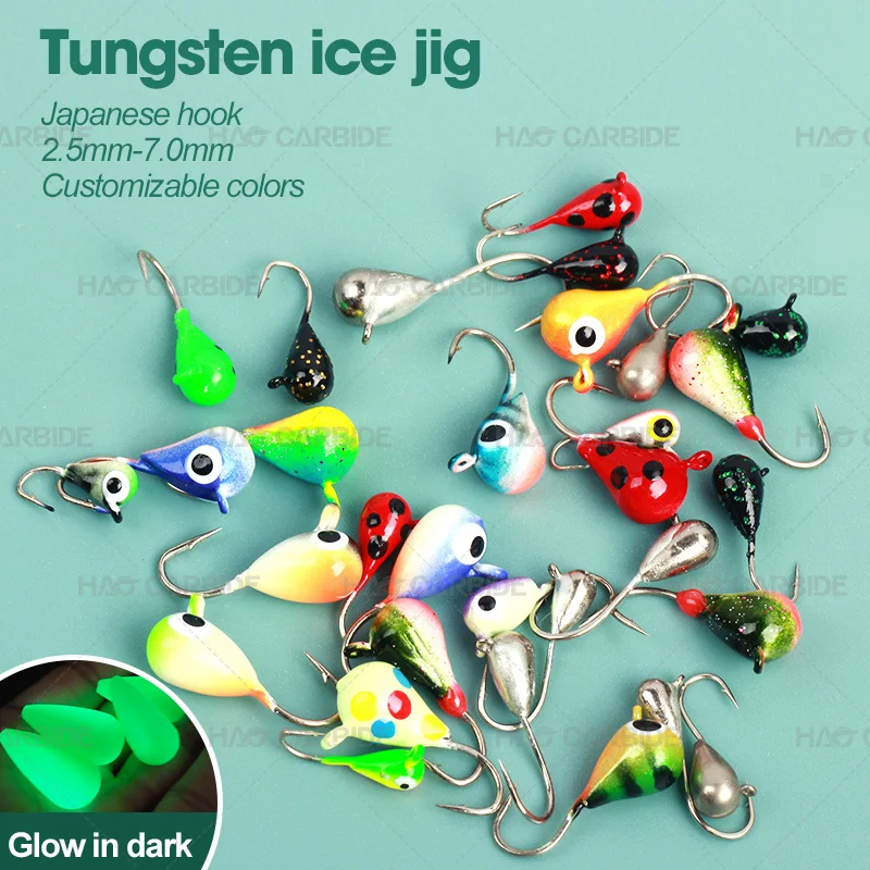 Painted Ice Fishing Tungsten Jigs Welding Teardrop Head Tear Drop Ice ...