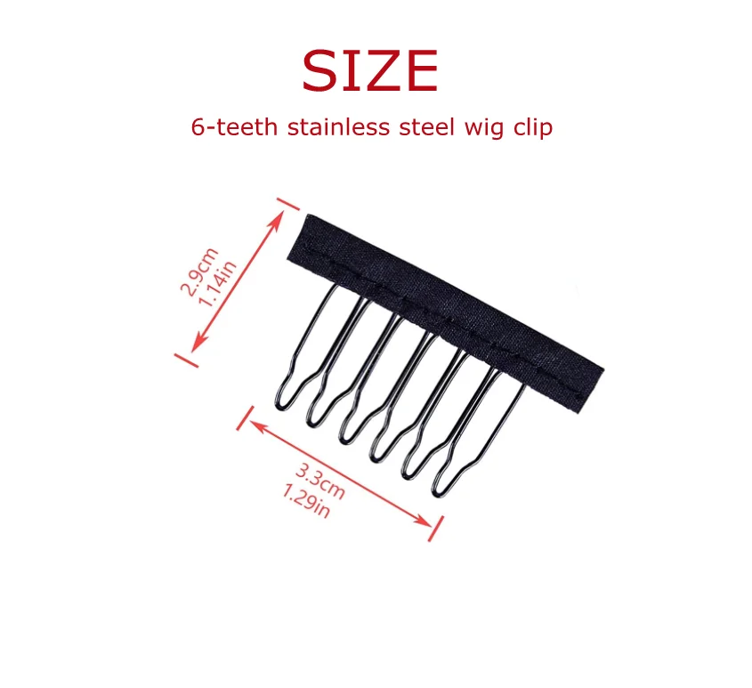 6 Teeth Wig Clip Stainless Steel Tooth Band Cloth Wig Comb For Wig Cap ...
